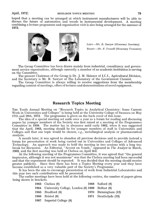 Research Topics Meeting - Proceedings of the Society for Analytical ...