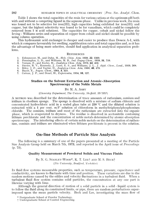 On-line methods of particle size analysis - Proceedings of the Society ...