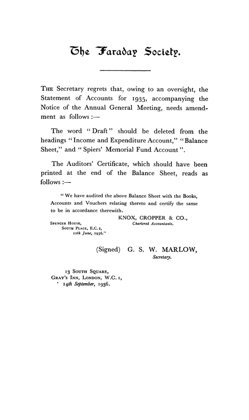The Faraday Society - Transactions of the Faraday Society (RSC Publishing)