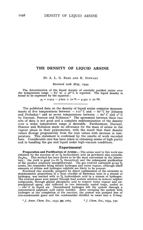 The density of liquid arsine - Transactions of the Faraday Society (RSC ...