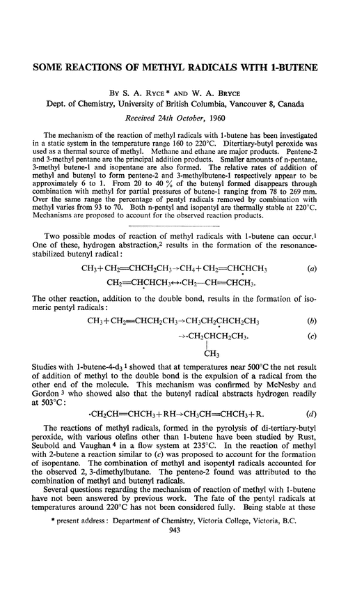 Some reactions of methyl radicals with 1-butene - Transactions of the ...