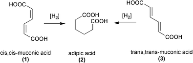Bimetallic nanocatalysts for the conversion of muconic acid to adipic ...