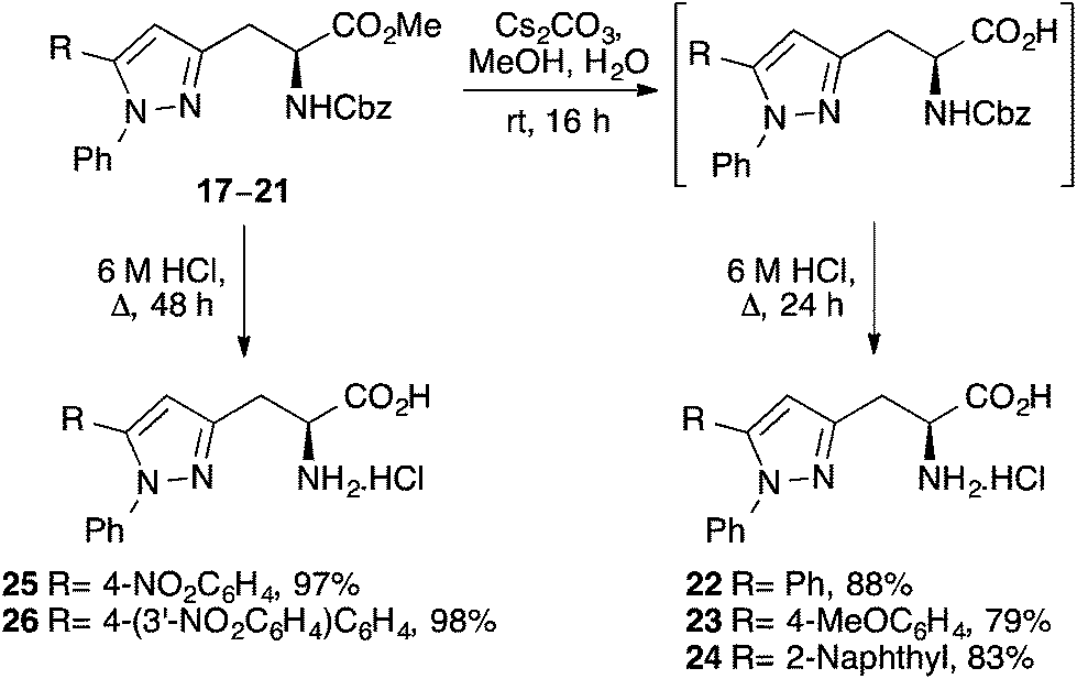 Synthesis of pyrazole containing α-amino acids via a highly ...