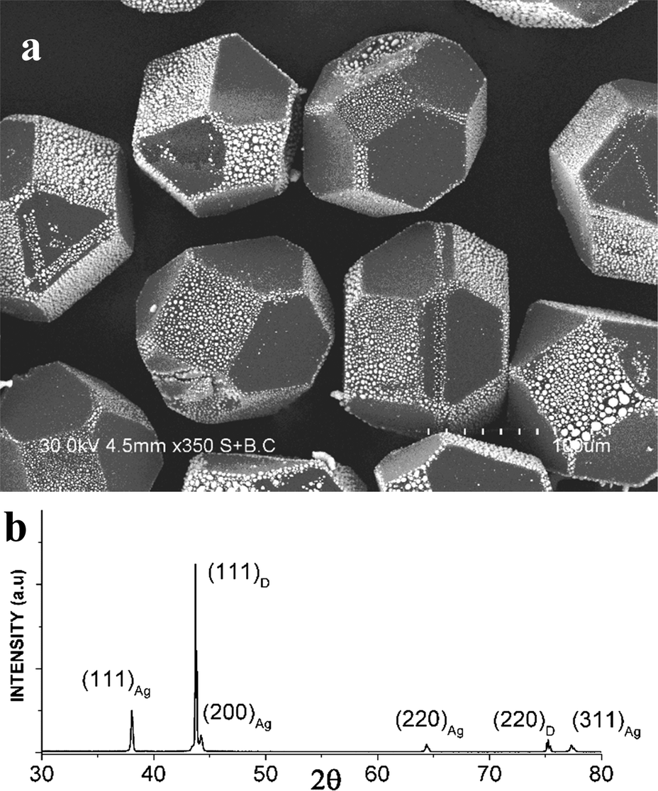 Selective growth of silver particles on the facets of synthetic diamond ...