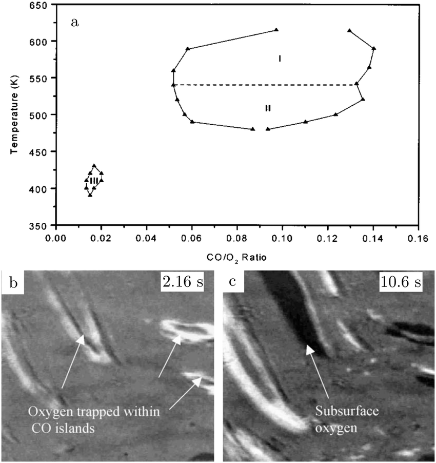 Surface science under reaction conditions: CO oxidation on Pt and Pd ...