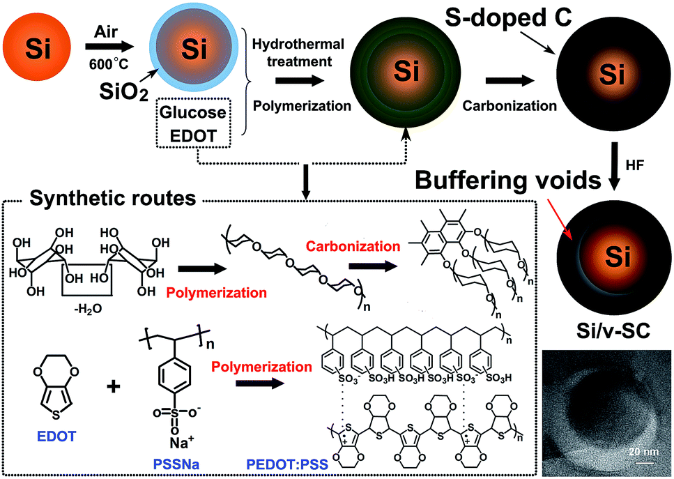 Novel core–shell structured Si/S-doped-carbon composite with buffering voids as high performance ...