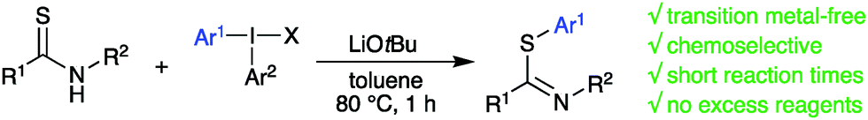 Transition metal-free, chemoselective arylation of thioamides yielding ...