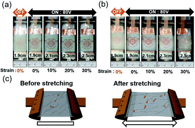 Highly stretchable polymer-dispersed liquid crystal-based smart windows ...