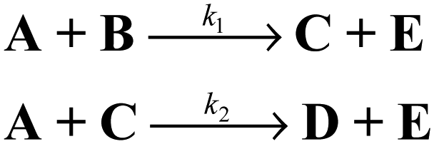 Kinetics of the parallel-consecutive bimolecular reaction: a solution ...