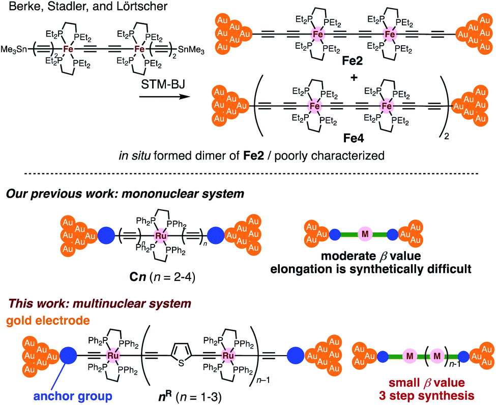 Single-molecule junctions of multinuclear organometallic wires: long ...