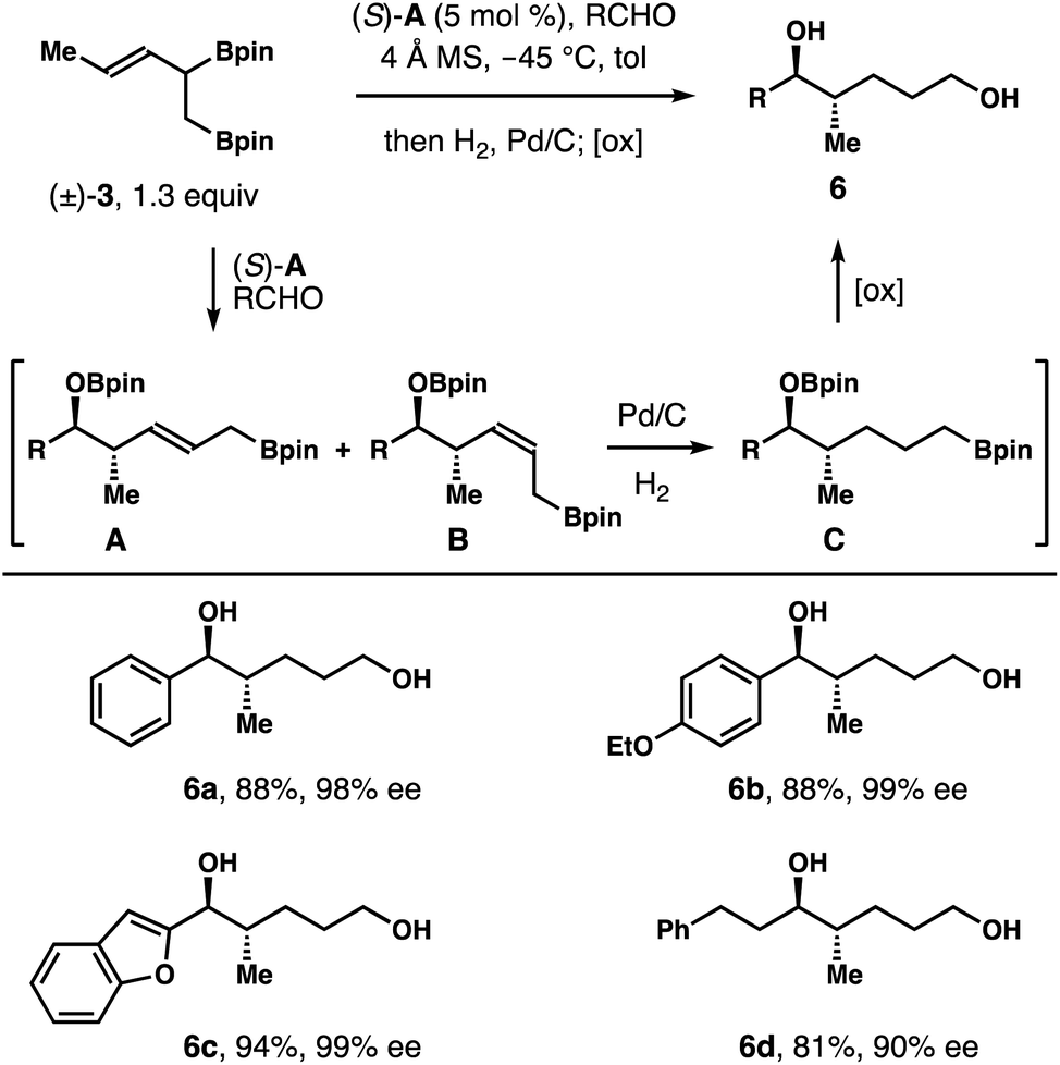 Catalytic asymmetric transformations of racemic α-borylmethyl-( E ...