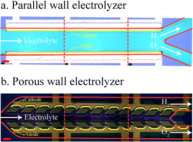 A membrane-less electrolyzer with porous walls for high throughput and ...