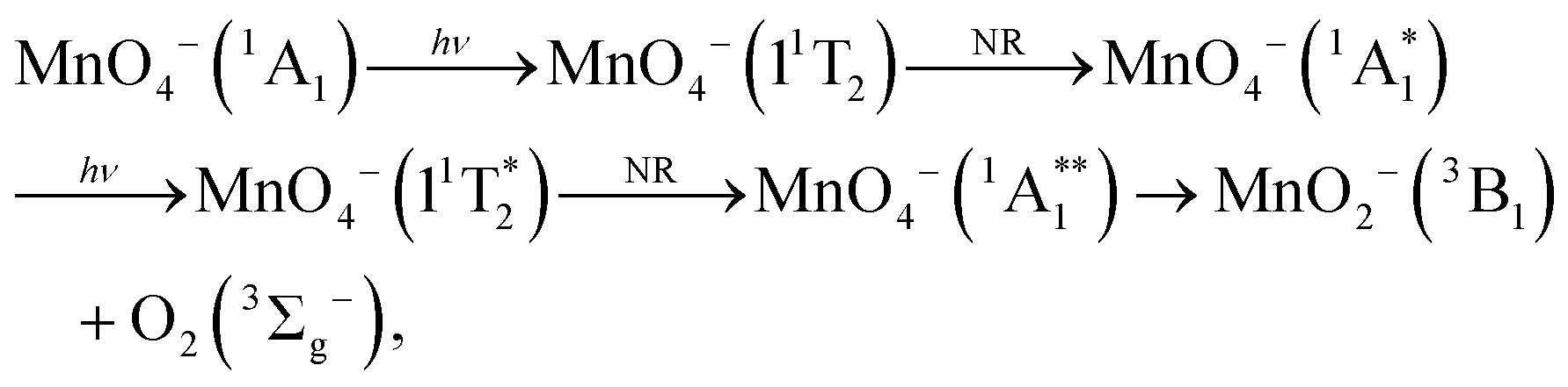 Photodissociation of permanganate (MnO 4 − ) produces the manganese ...