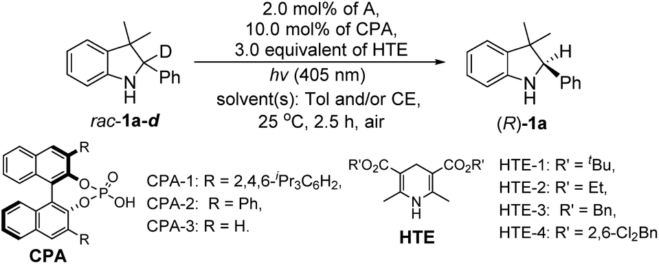 Light-driven redox deracemization of indolines and tetrahydroquinolines ...